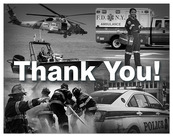 First Responder Thank You Cards - Blank Inside - 5.5"x4.25" - Availabl ...