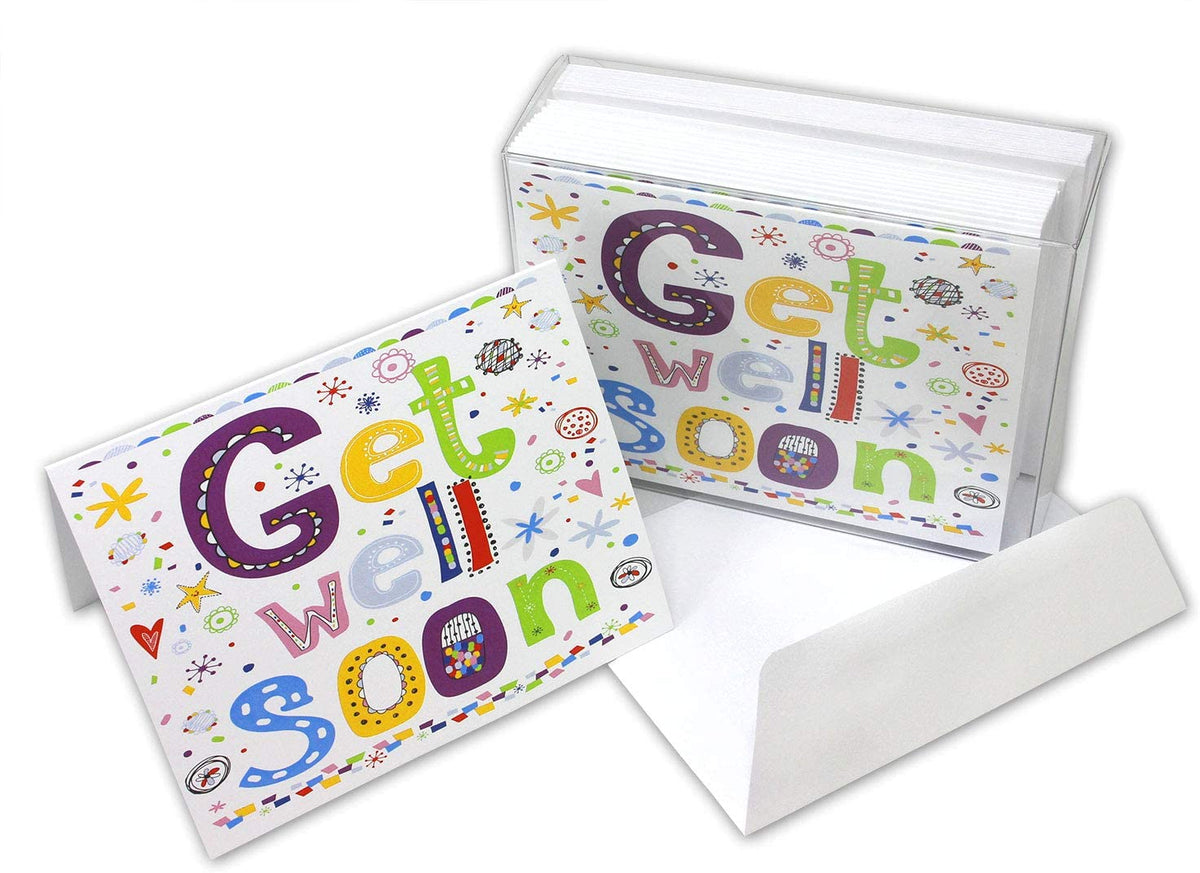 Get Well Soon Greeting Cards - Blank Inside with Envelopes - 5.5x4.25 ...