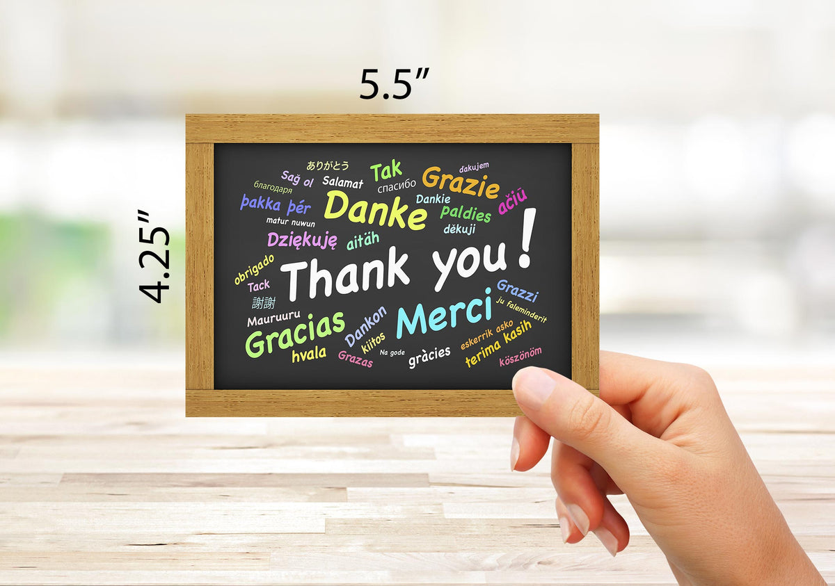 Multilingual Thank You Cards-Blank Inside-5.5"x4.25"-Available in 12 o ...