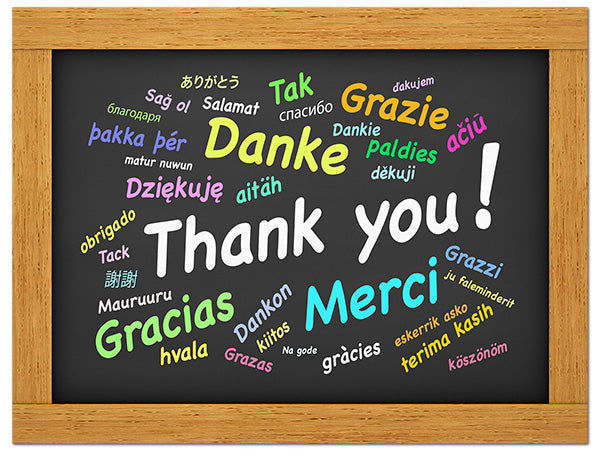 Multilingual Thank You Cards-Blank Inside-5.5"x4.25"-Available in 12 o ...