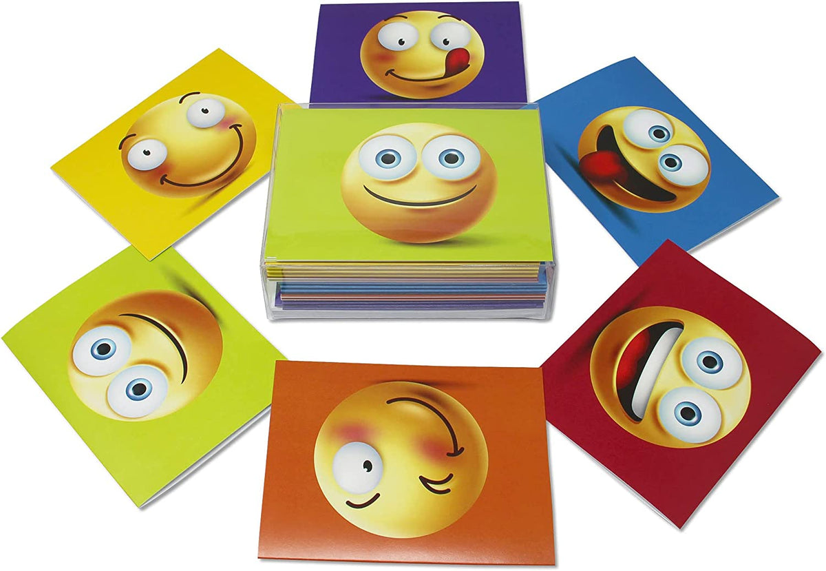 Emoji Faces Cards-Blank Inside with Envelopes-5.5"x4.25"-12 or 24 Pack ...