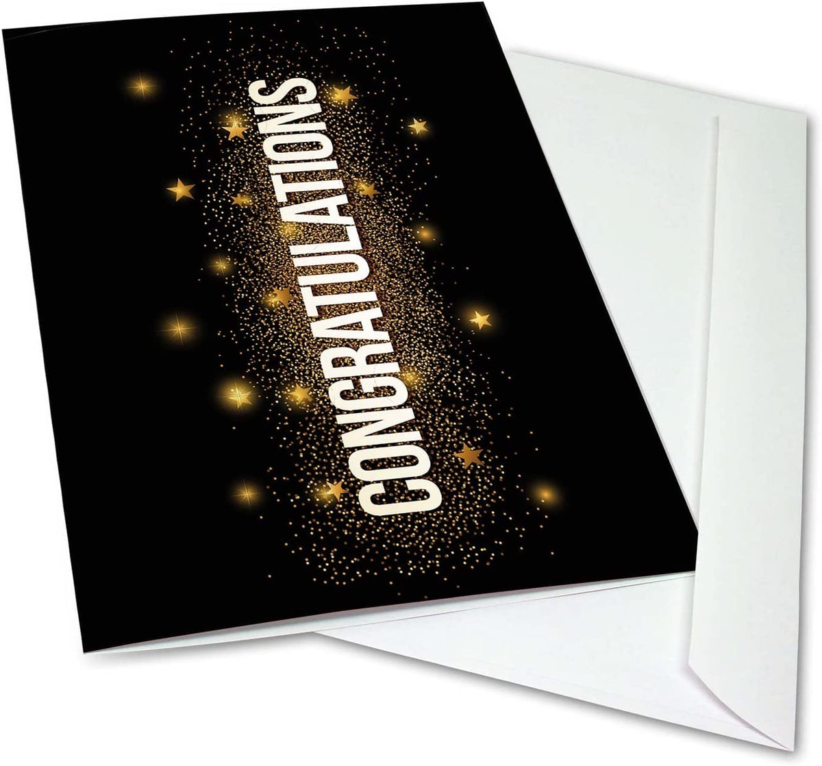 Large Black and Gold Congratulations Card - Blank Inside with Envelope ...